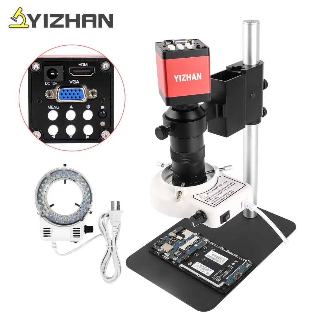 YIZHAN 1080P Digital Microscope For Soldering 1-130X C-Mount Lens Light ...