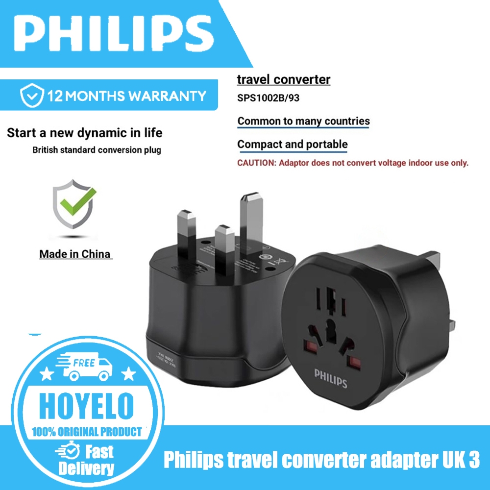 Philips travel converter adapter UK 3 pin conversion plug | Shopee Malaysia