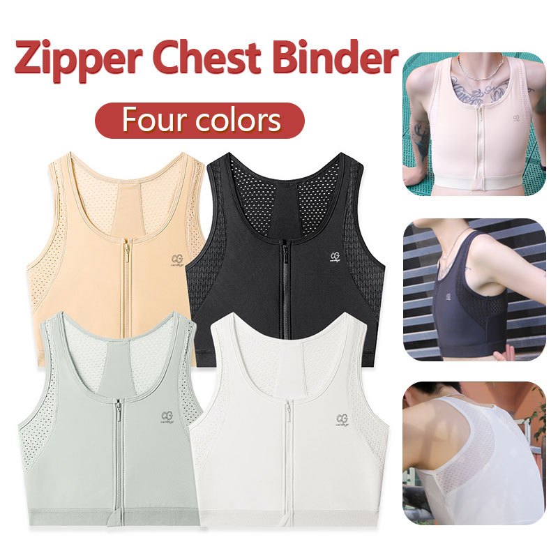 Front Zipper Super Flat Chest Binder Baju Melayu Budak Breathable