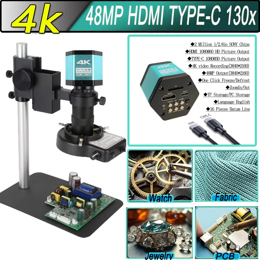【COD】YIZHAN 4K Digital Industrial Microscope Camera HDMI USB 130X ...