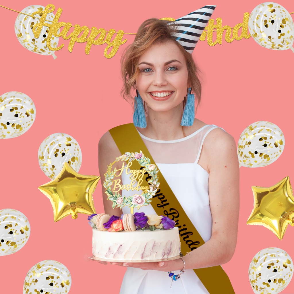 Set of 13 Pieces Happy Birthday Decoration Set Birthday Party Happy ...