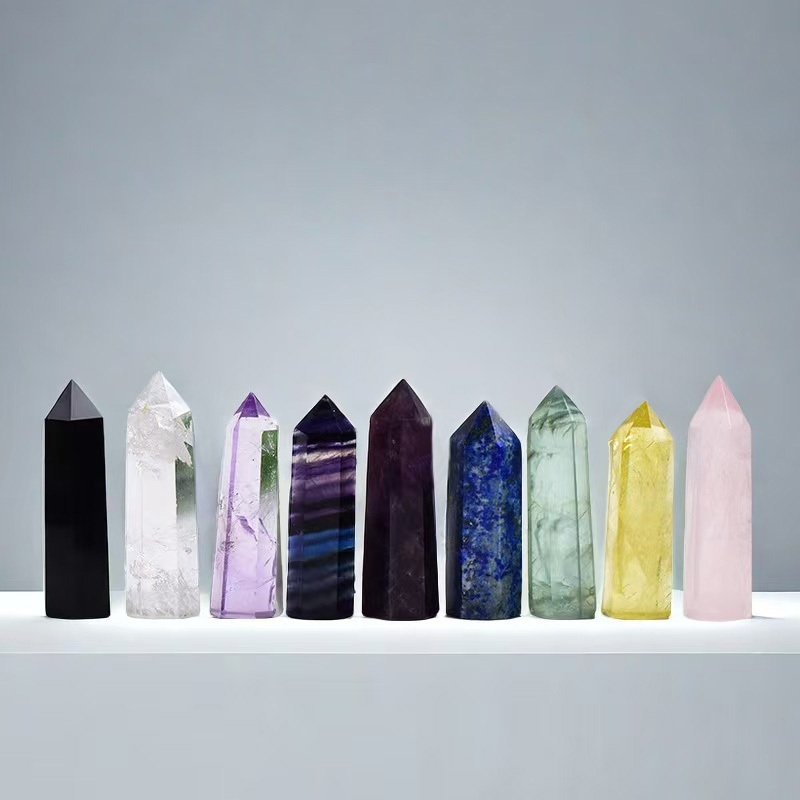 5-6CM Crystal Stone Tower Obelisk Quartz Reiki Mineral Hexagon Pillar ...