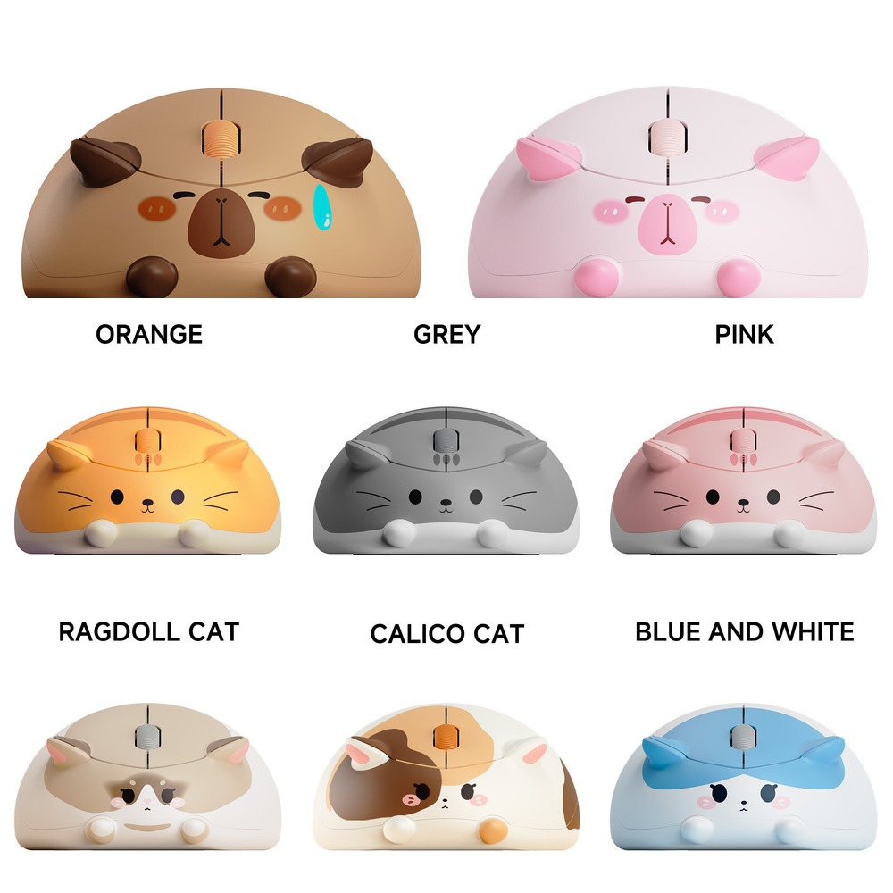 Cute Cartoon 2.4G Wireless Mouse Capybara Theme / Hamster Shape / Cat ...