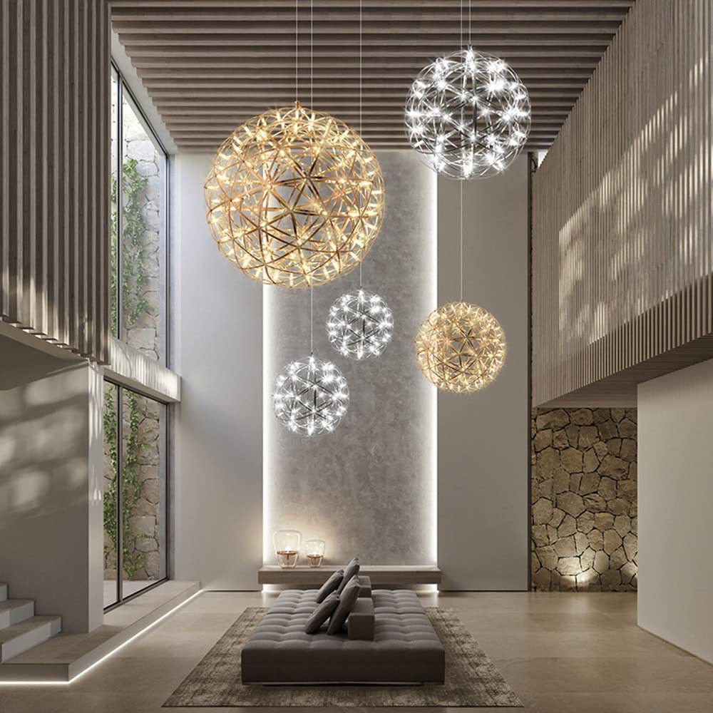 Modern Sparkling Chandelier,LED Chrome Fireworks Ball Pendant Lamp ...