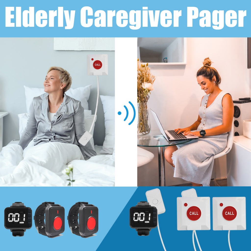 Emergency Alarm for Elderly Caregiver Pager Alarm Wireless Home ...