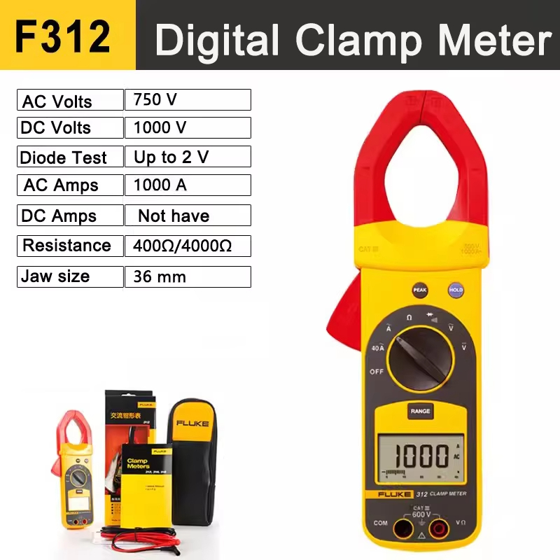 Fluke 312 Original Digital Clamp Meter/Multimeter Tester Measuring AC ...