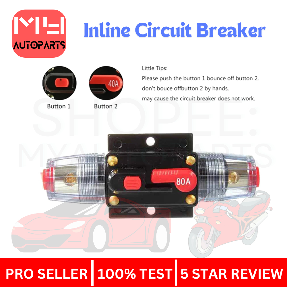 30-150A Inline Circuit Breaker Resettable 12-24V DC Manual Reset Fuse ...