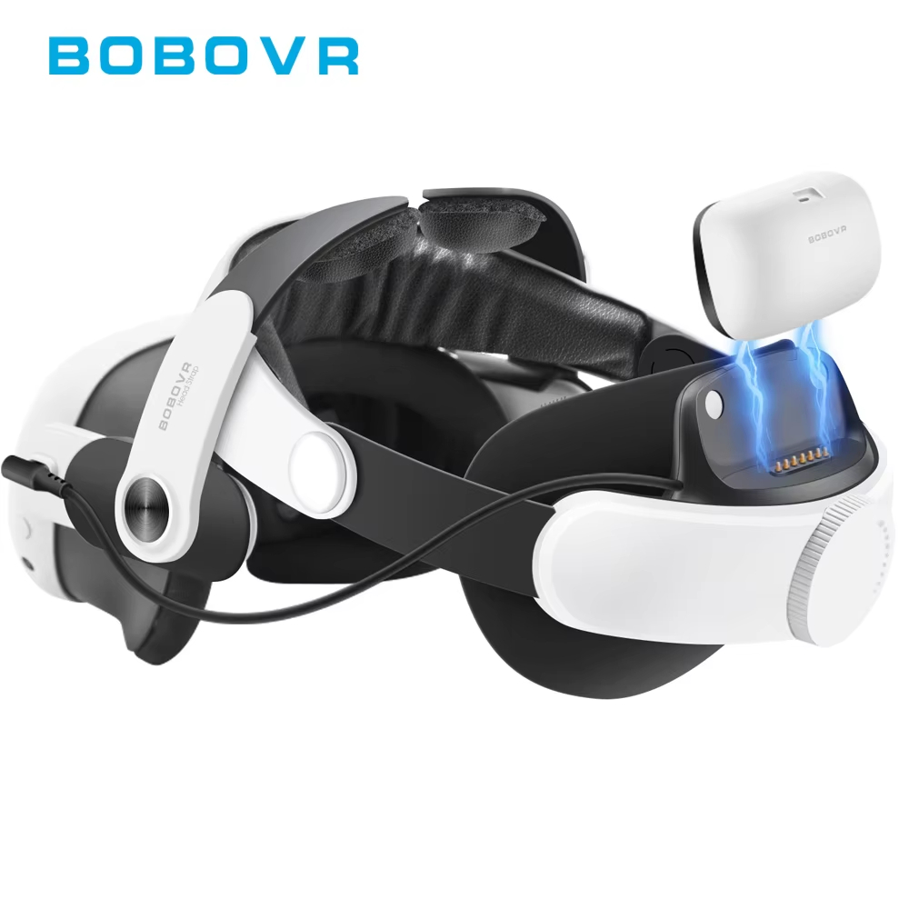 BOBOVR M3 Max Head Strap Compatible with Meta Quest 3 VR Accessories Halo Strap with B100 ...