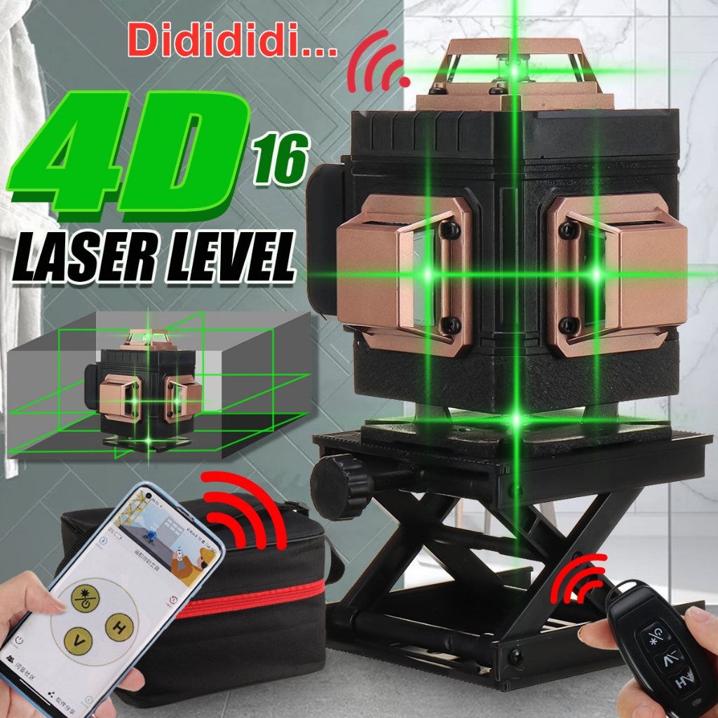 8/12/16 Green Lines Laser Level 360° Horizontal Vertical Cross 4D Auto Self-Leveling with Remote ...