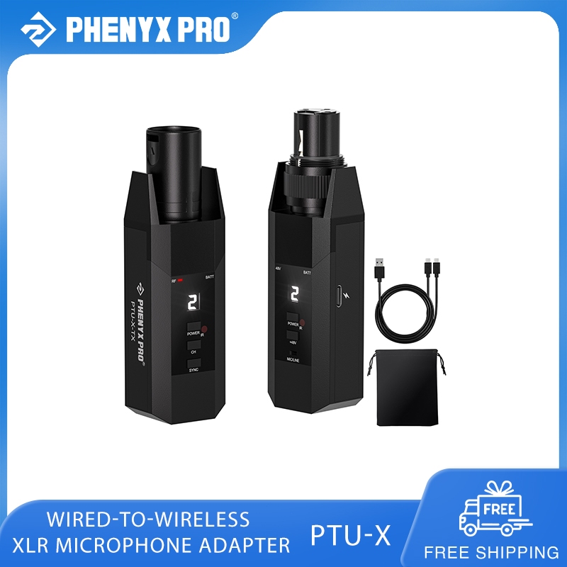 Phenyx Pro PTU-X Plug-on XLR Wireless Transmitter Receiver System Wired ...