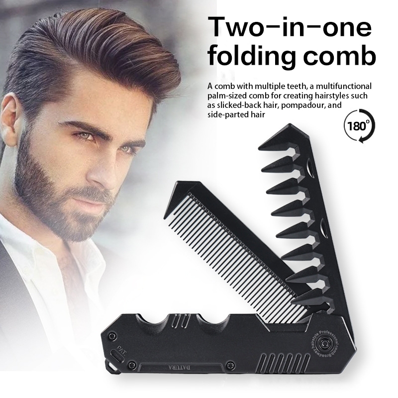 Two-in-one men's folding comb,greasy hair comb,back comb,wide-tooth ...
