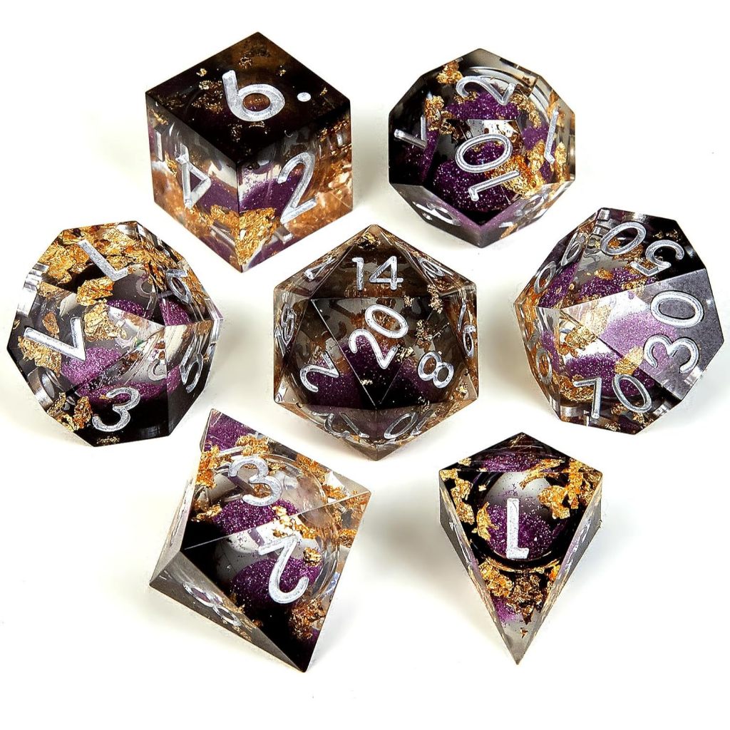 Resin Dice Set for Dungeons and Dragons | Liquid Core & Gold Foil ...