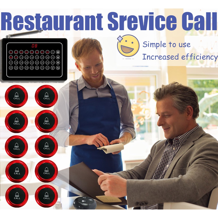 Restaurant Calling System Wireless Waiter Service Call Bell Button ...