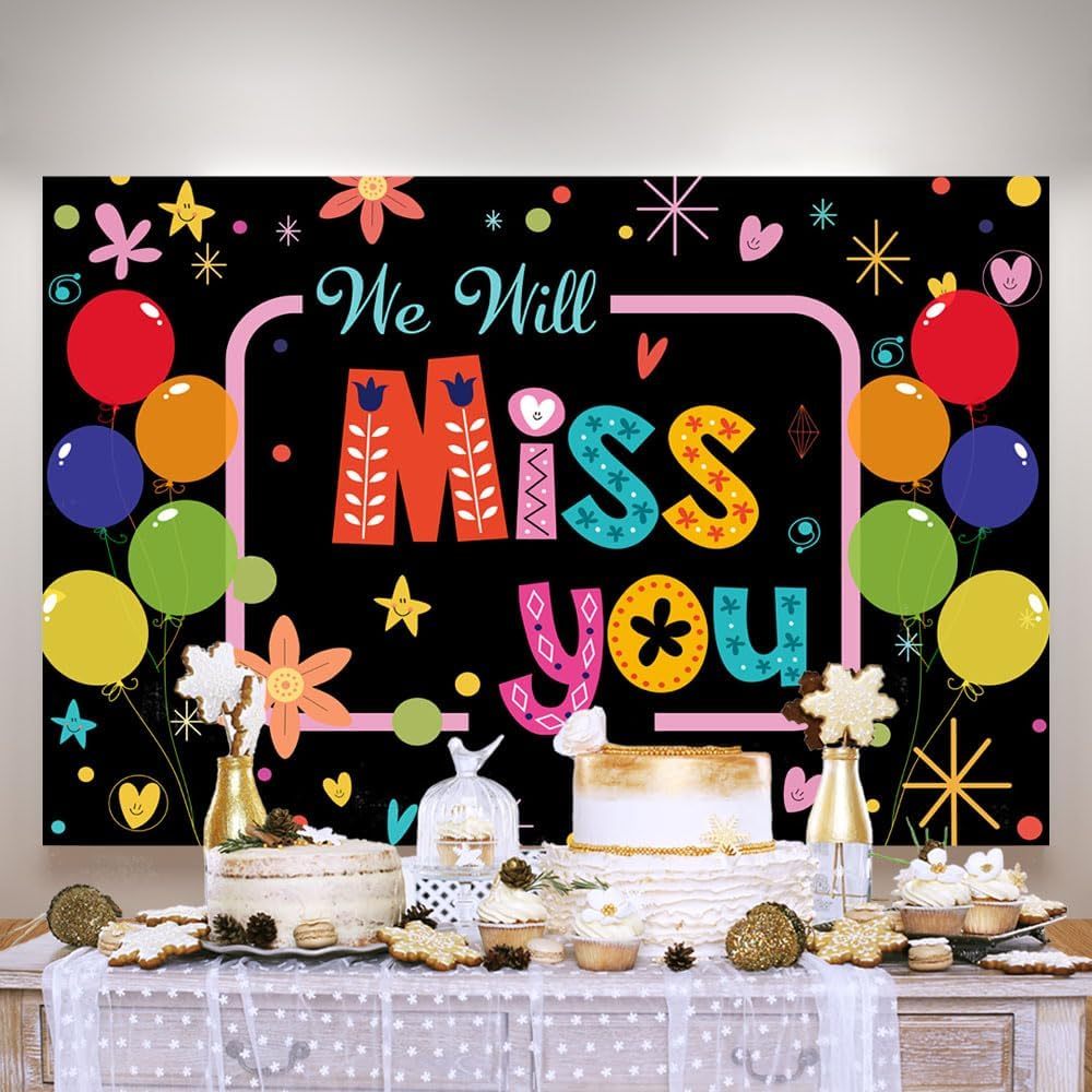 We Will Miss You Banner Party Decorations Going Away Party Backdrop Retirement Background Photo ...