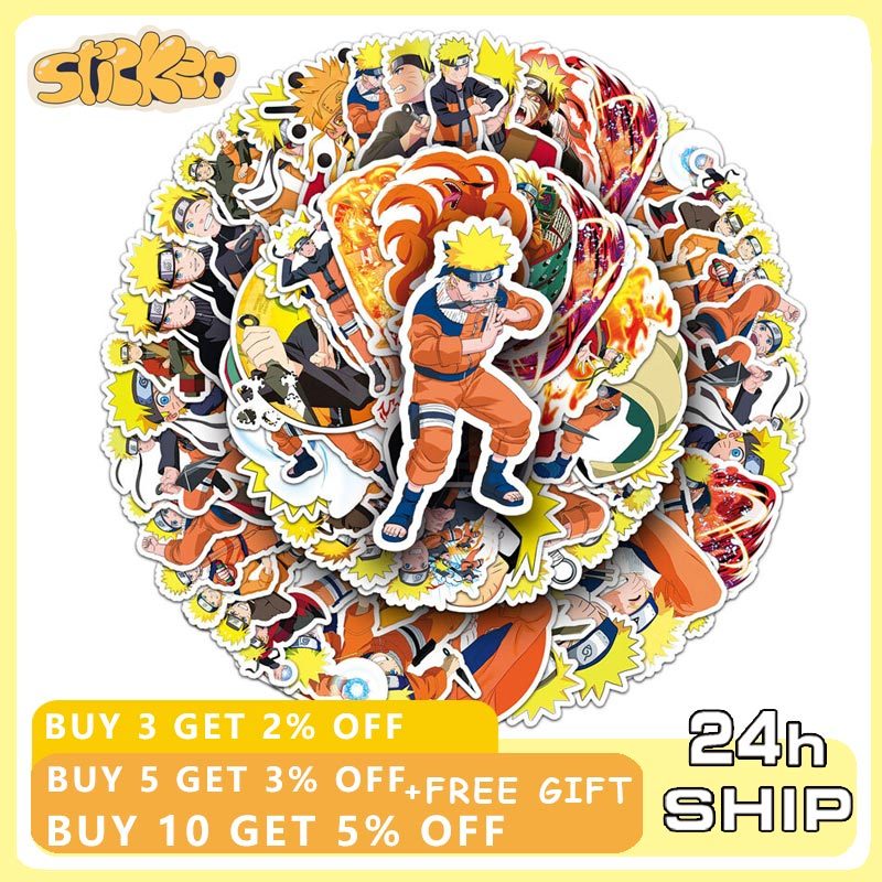 50pcs NARUTO Stickers Cartoon Anime Uzumaki Naruto Laptop Phone ...