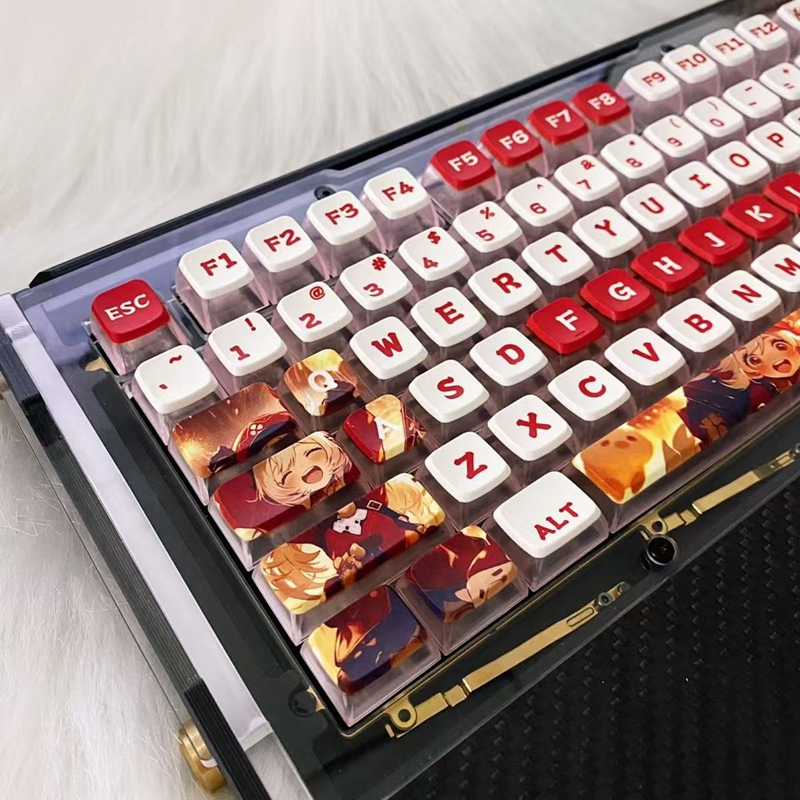 【Keycap Only】‌Genshin Impact Klee Keycap 125 Keys Four Side Transparent ...