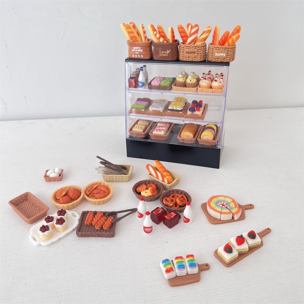 Dollhouse Pastry Display Case Miniature Dessert Bakery Cabinet Doll ...