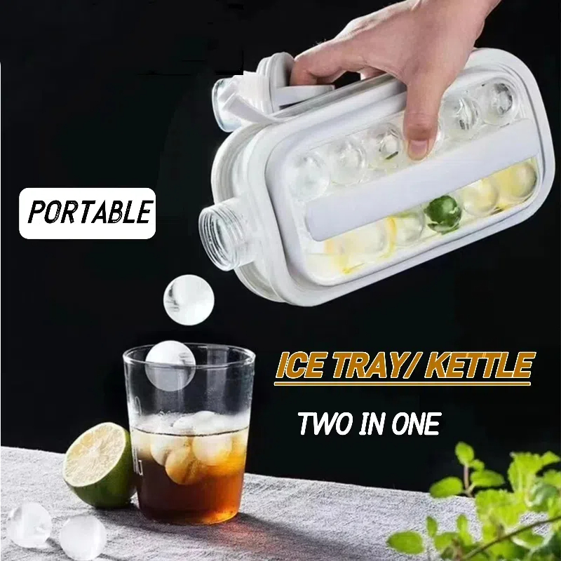Creative Ice Cube Mold 2 In 1 Portable Ice Ball Maker Mold with 14 Grids Foldable Ice Cube Tray ...