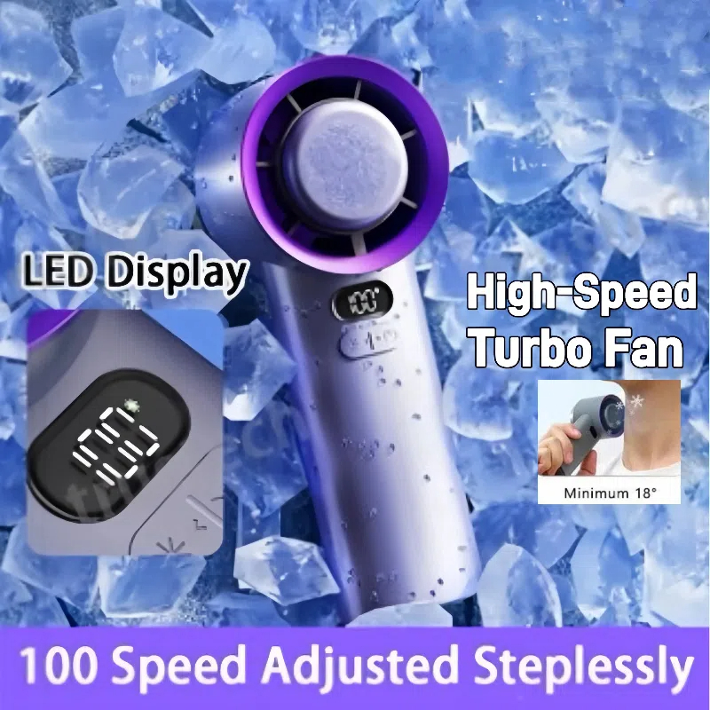 Portable Handheld Turbo Fan With cooling Pad, 100 Level Adjustment USB ...