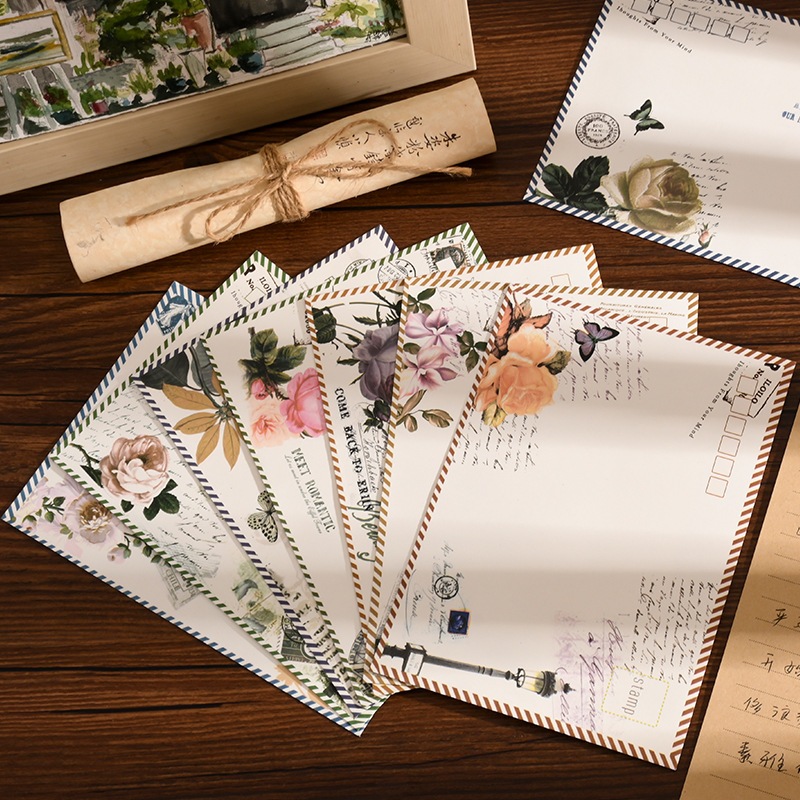 8pcs/set European Floral Envelopes Retro Paper Envelopes 10 Sheets ...