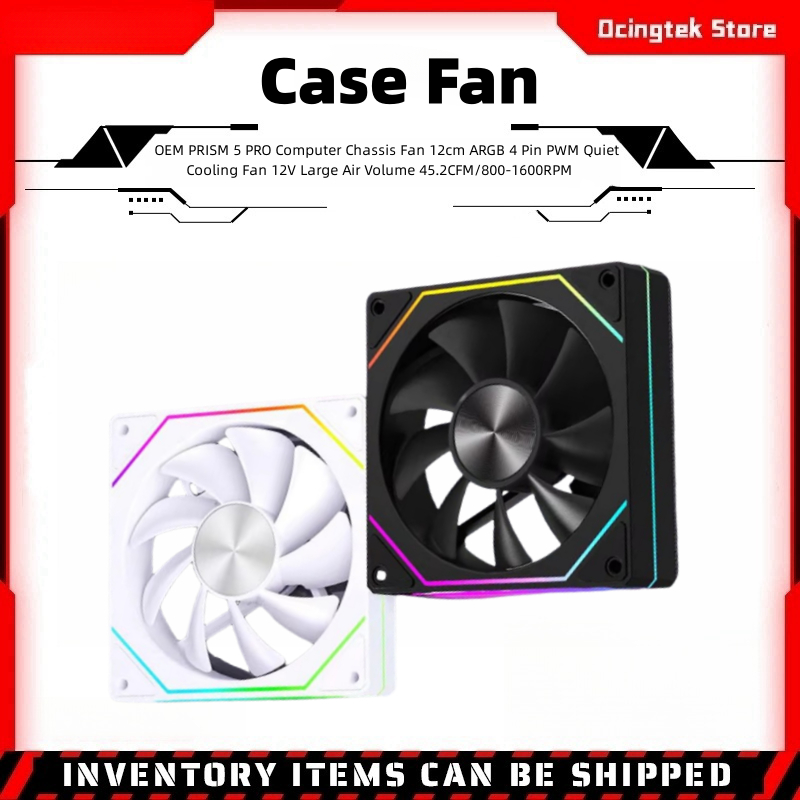 OEM PRISM 5 PRO Computer Chassis Fan 12cm ARGB 4 Pin PWM Quiet Cooling Fan 12V Large Air Volume ...