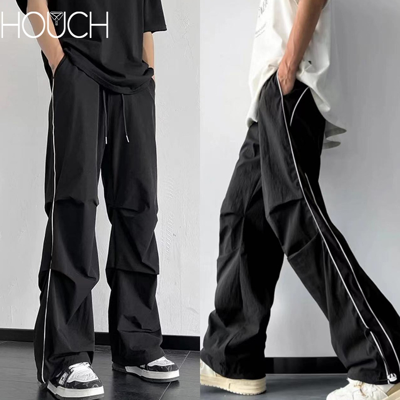 HOUCH COD Straight Cut Cargo Pants Men Trend Oversize Multi Pocket ...