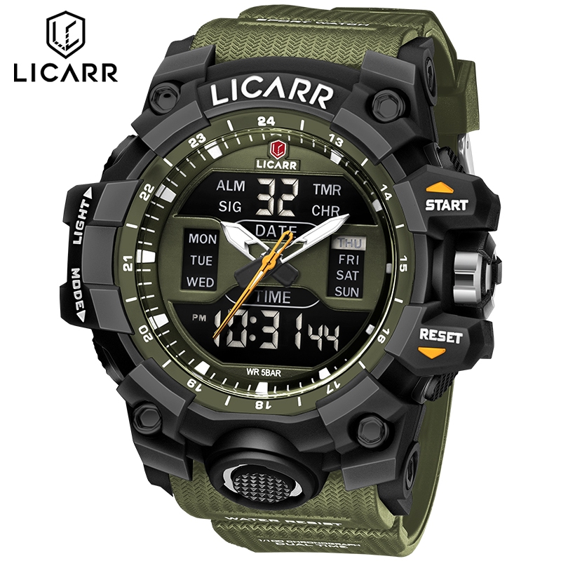 LICARR New Top Brand Men's Watch Dual Display Sports Trend Date ...