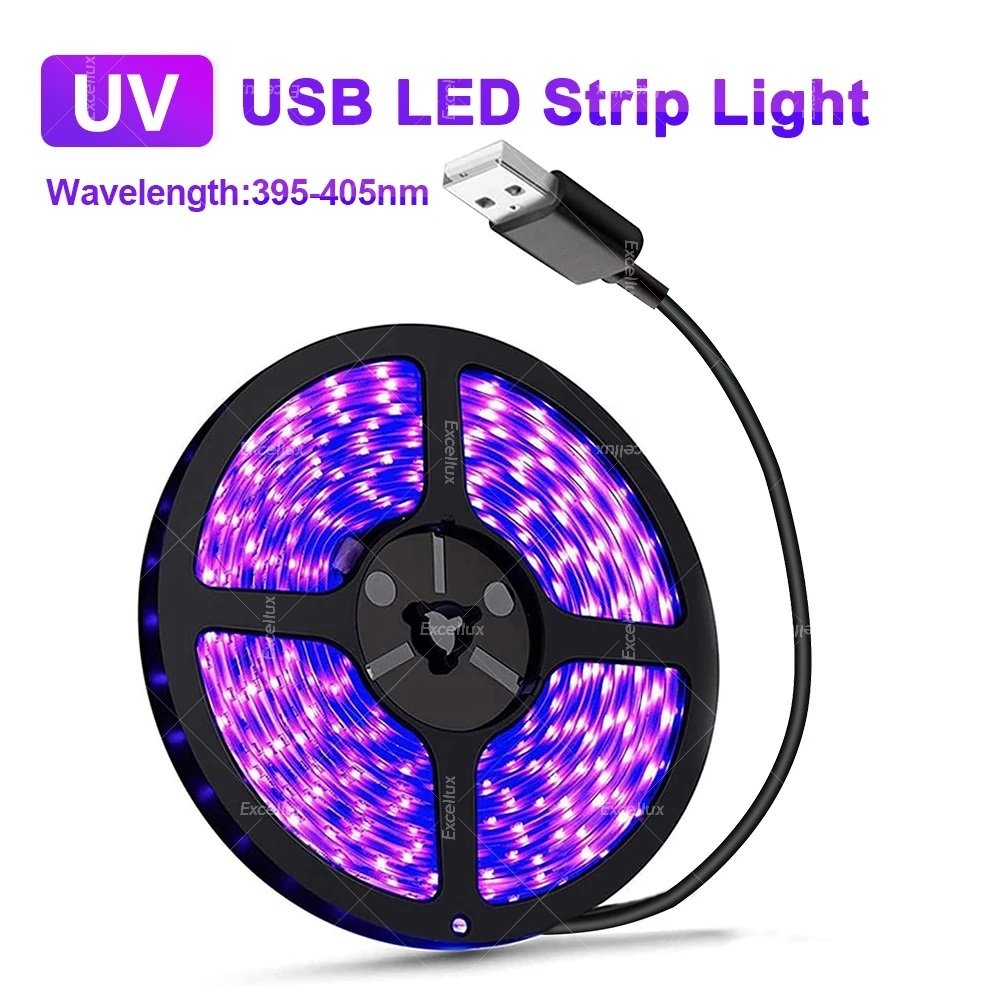 UV Led Strip Light USB 5V 395-405nm Ultraviolet Back Light Strip 5M Pet Urine Scorpion Detector ...