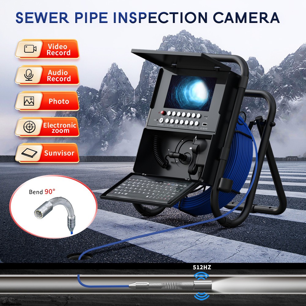 7" Screen Meter Counter Drain Sewer Pipe Inspection Kamera Video Record ...