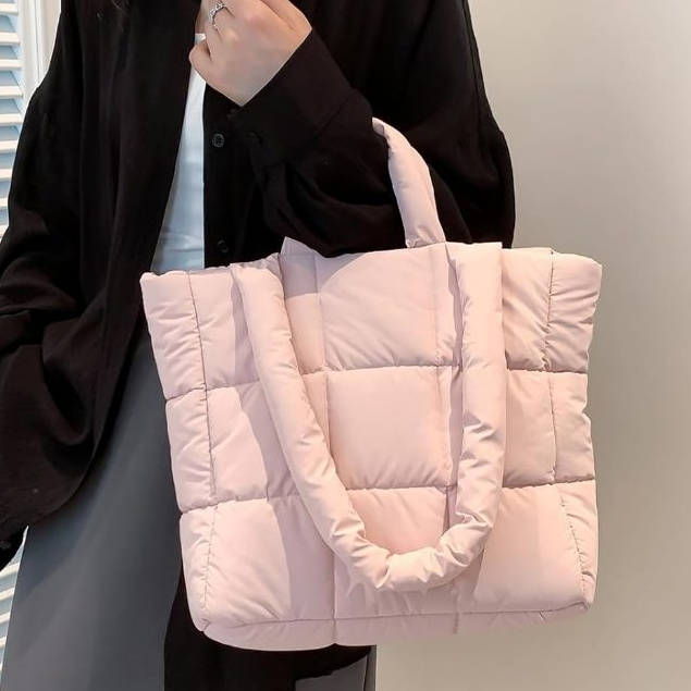 Puffer Tote Bag, Lightweight Puffy Puffer Purse Shoulder Handbags ...