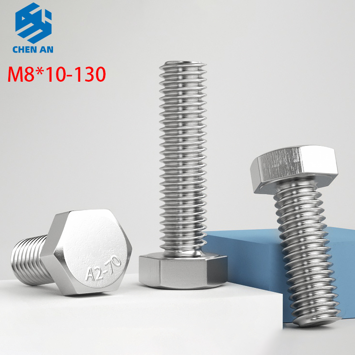 M8*10 Hex Bolt SUS 304 Stainless Steel Grade A2-70 DIN933 Screw Skru ...