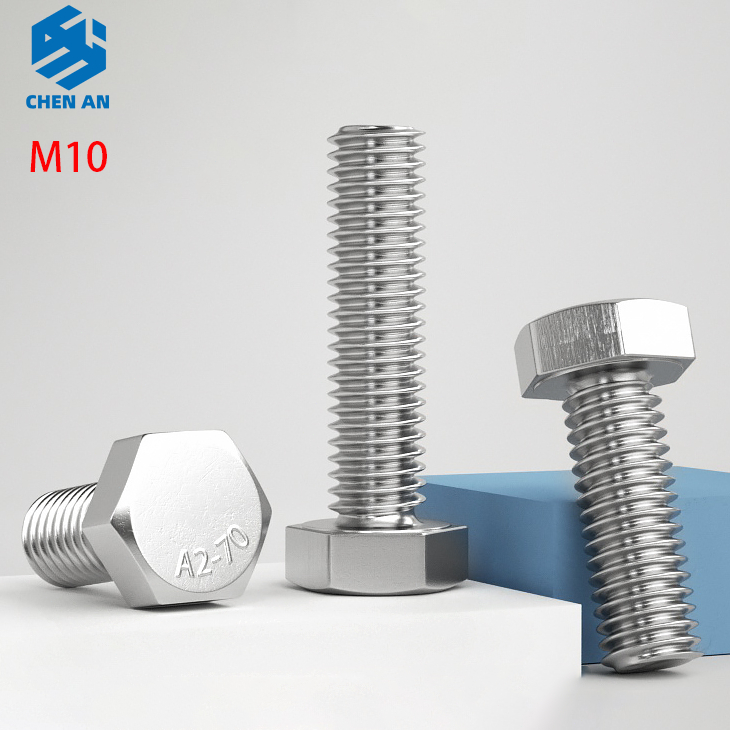 M10 Hex Bolt SUS 304 Stainless Steel Grade A2-70 DIN933 Screw Skru ...