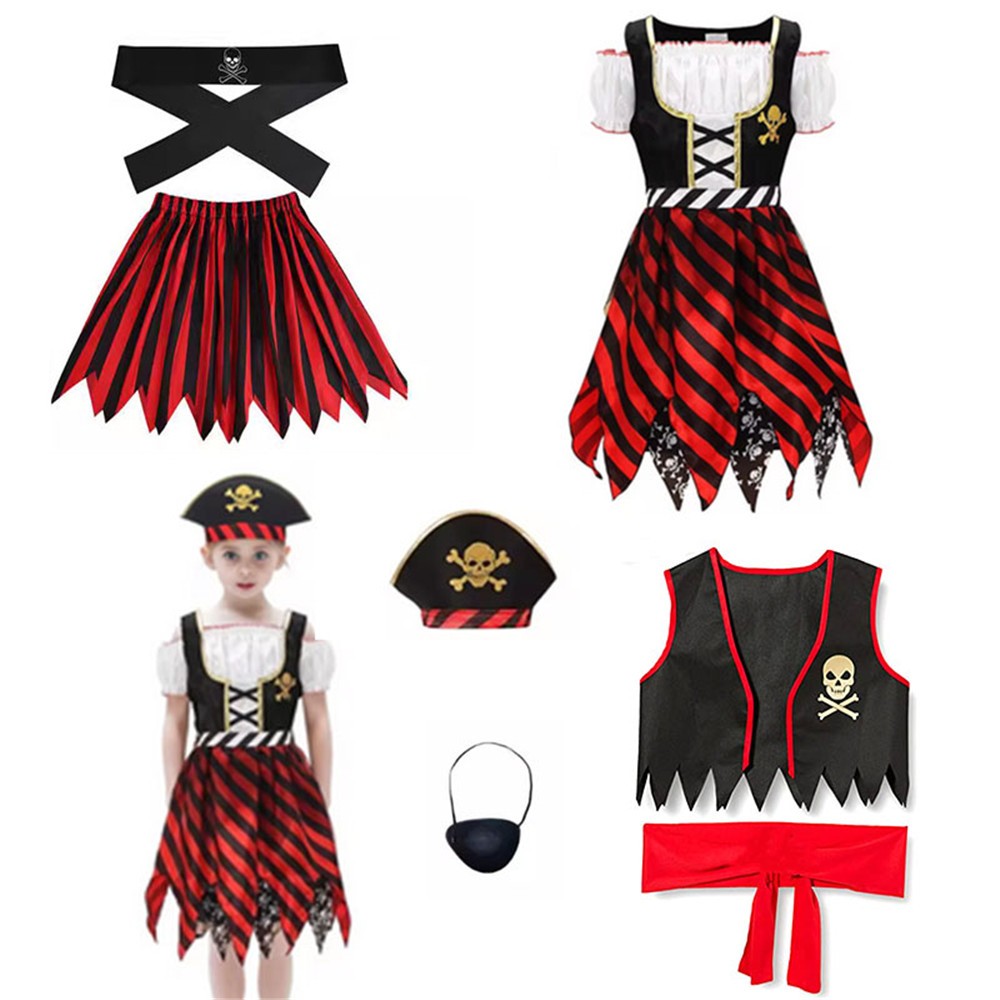 Caribbean Pirate Cosplay Costume Disguise Full Set Dress Kids Outfit ...