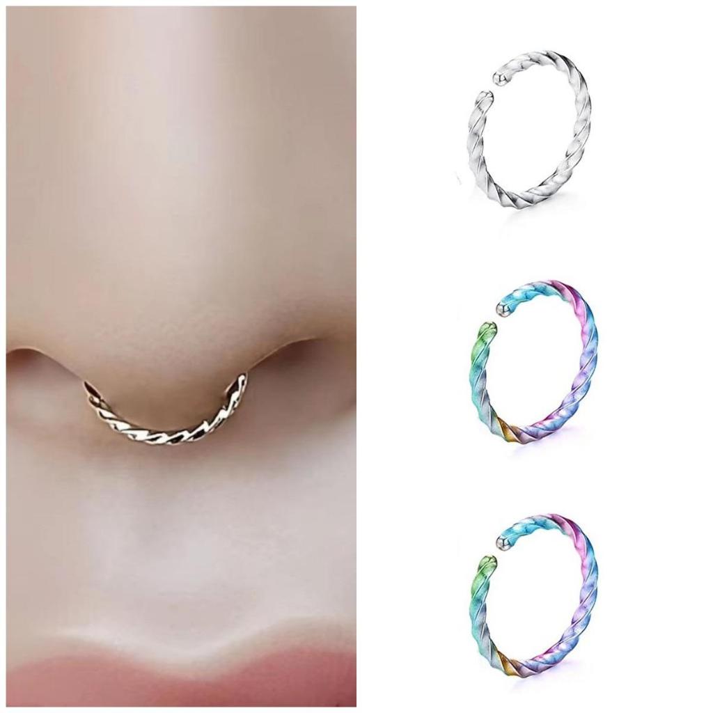 Fashionable and popular stainless steel round Fried Dough Twists C-shaped nose ring nose ring ...