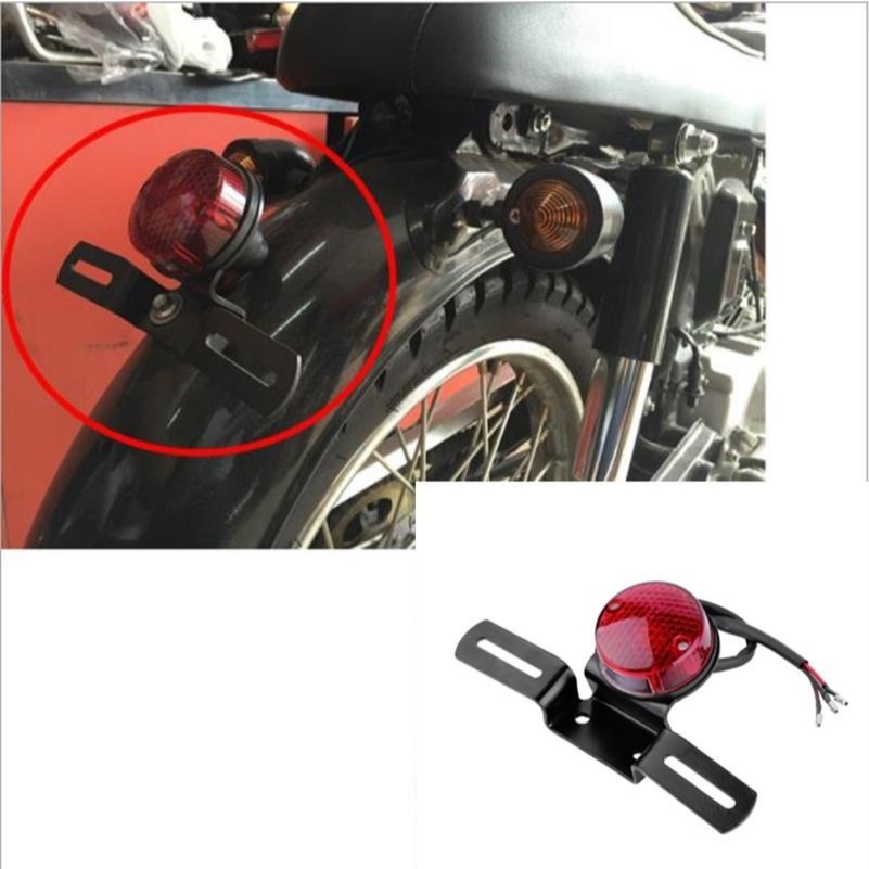 Motorcycle Tail Light Brake LED License Plate Red Len for Retro Chopper ...