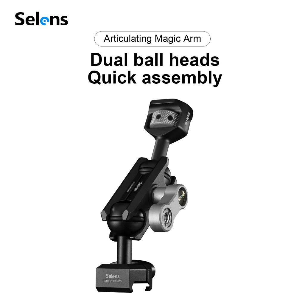 Selens Double Ballhead Articulating Magic Arm 1/4 3/8 Inch Camera Ball ...