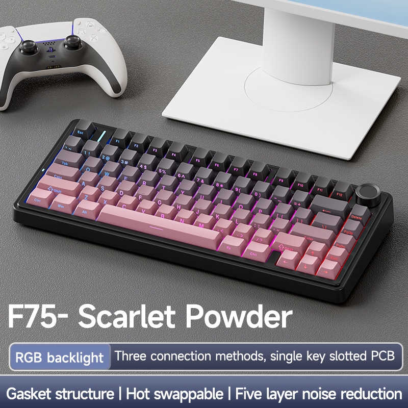 Aula F75 3-mode Mechanical Keyboard, 80 Key Full Key Hot Swappable RGB ...