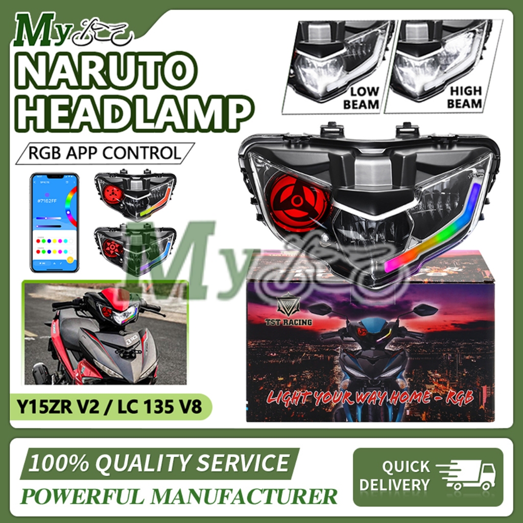 Y15ZR V2 LC135 V8 LED Headlamp Lampu Depan Naruto Single Devil Eyes APP Control Head Light ...