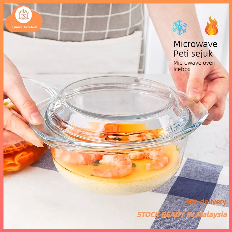 Ready stock Tempered Glass Bowl Mangkuk hidang Kaca Serving with lid ...