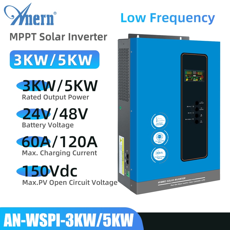 Anern 3KW/5KW MPPT Low Frequency Hybrid Inverter 24V/48V off grid Inverter 220V Inverter PV Max ...
