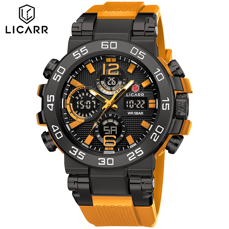 LICARR Brand Dual Display Fashion Minimalist Men's Watch Sports Date ...