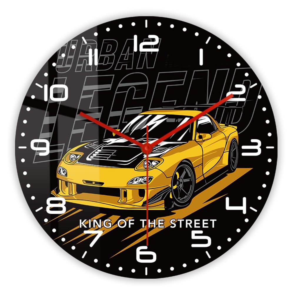 Car Racing Wall Clock, Drift Car Japan Street Sport Car Garage Wall ...