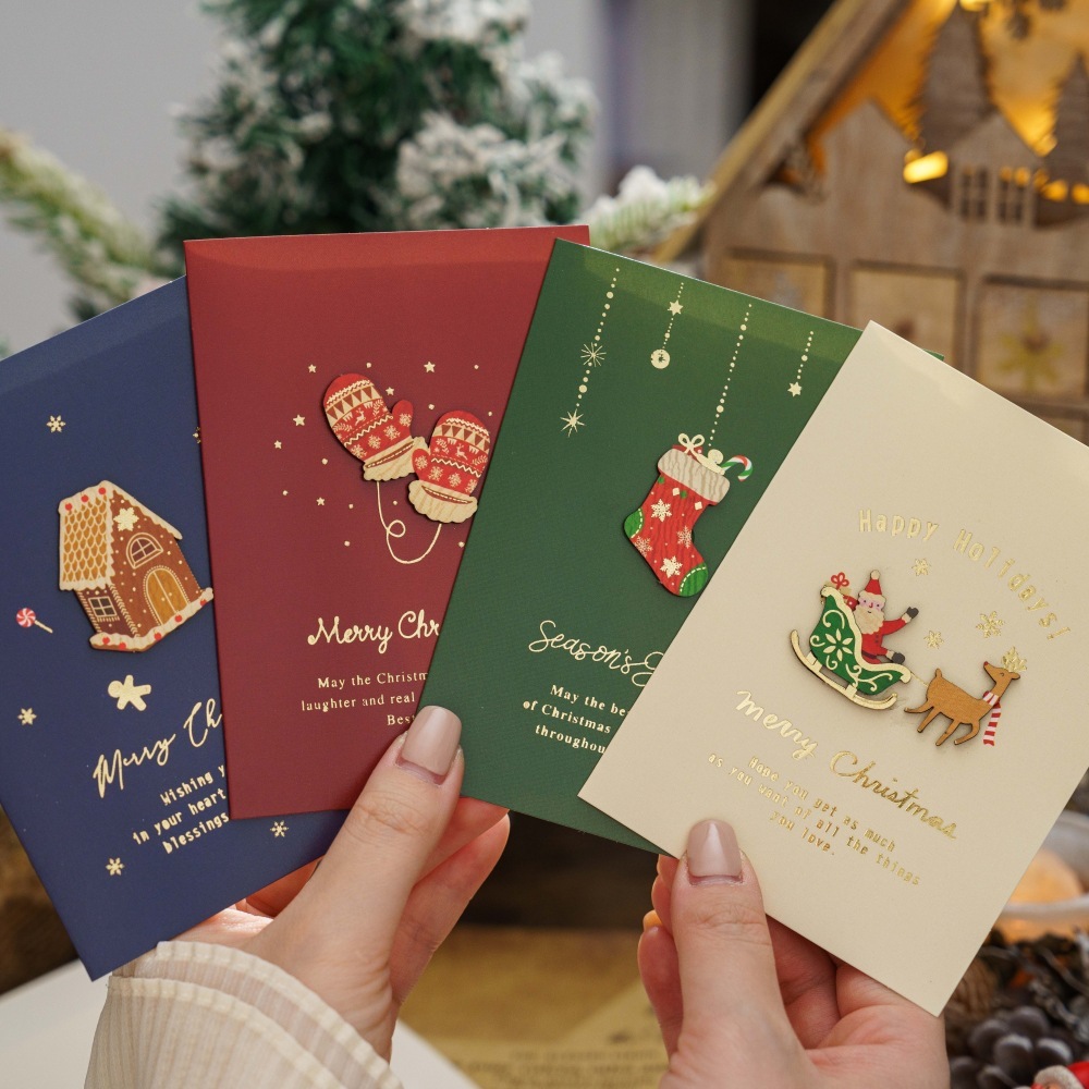 2024 2PCS Set Christmas Retro Greeting Card Holiday Celebration ...