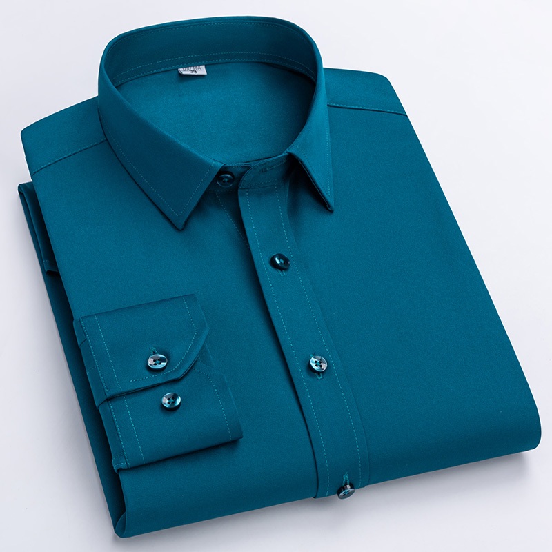 Smart Casual Non Iron Long Sleeve Korean Style Plain Office Work Formal ...
