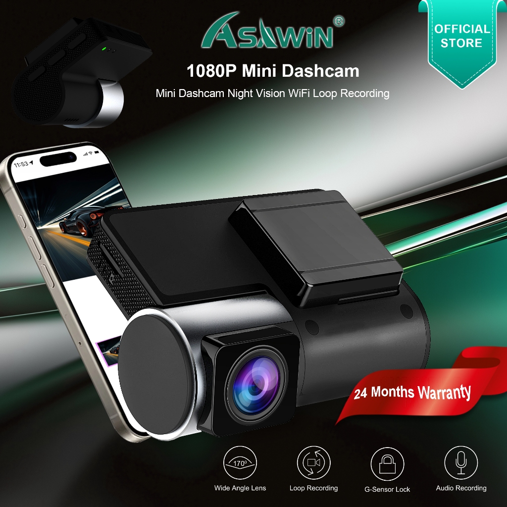 Car Camera Wifi FHD1080P App control dashcam Driving recorder Asawin W1 ...