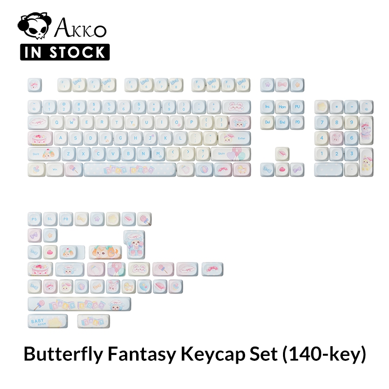 Akko Butterfly Fantasy Keycap Set (140-key) , 4-side translucent design ...