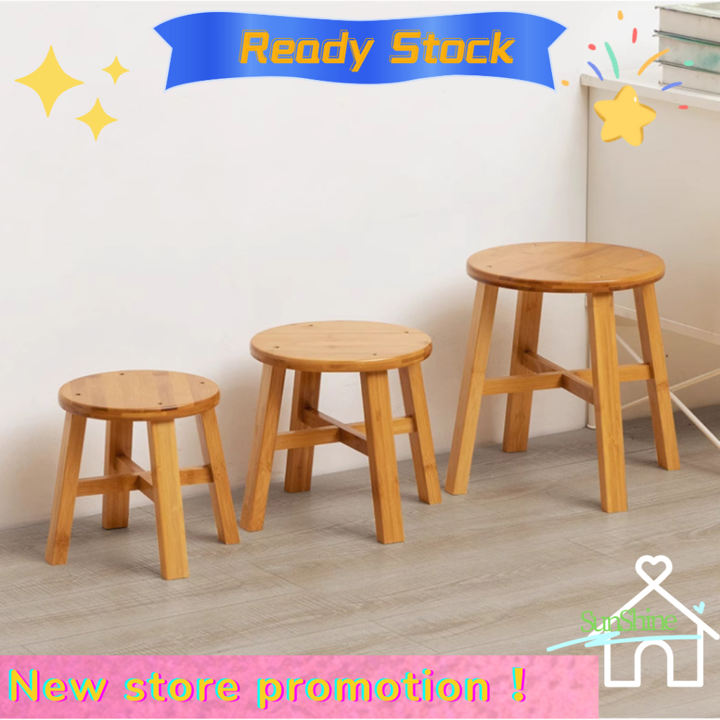 Bamboo Stool Woodn Small Chair children Round Stool Mini Chair | Shopee ...
