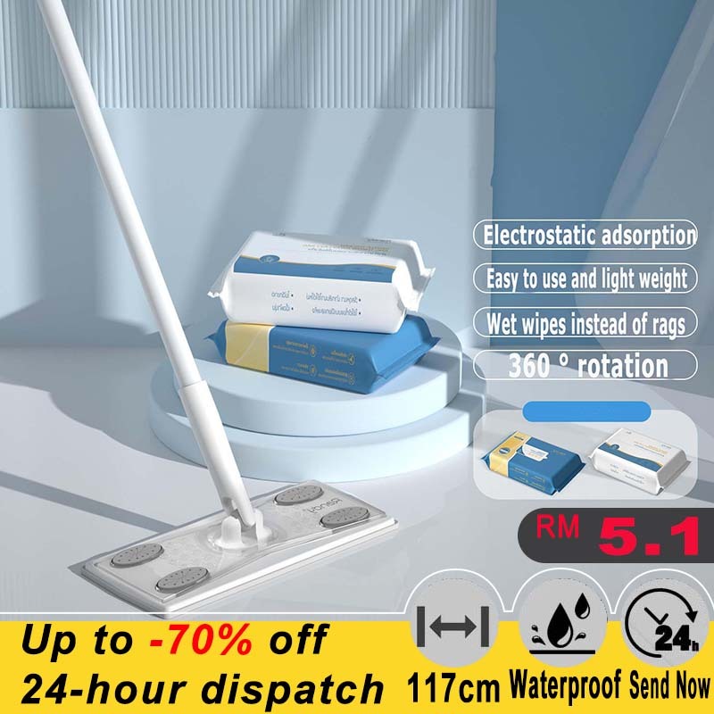 Electrostatic Flat Mop Disposable wet towel mop Rotating Mop Paper ...