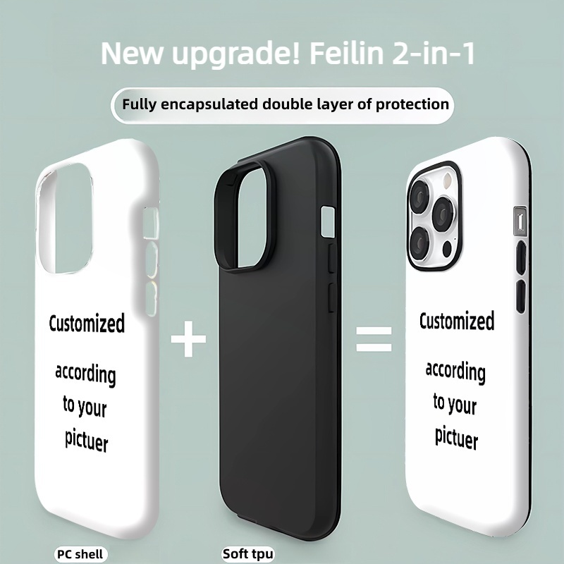 Custom Patterned Phone Case casing iphone 2-In-1 Double Layer Phone ...