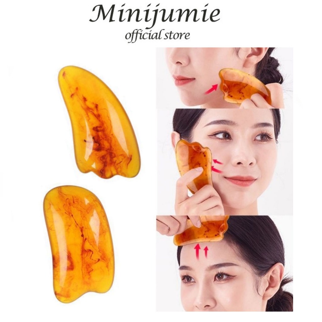 Amber Jade Face Gua Beauty Gua Sha Board Facial Scraping Body Massage ...
